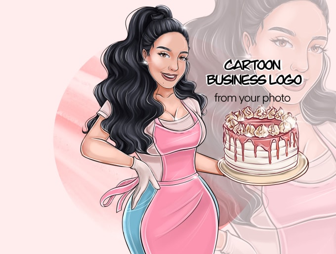 Draw hand drawn business cartoon logo portrait design mascot by ...