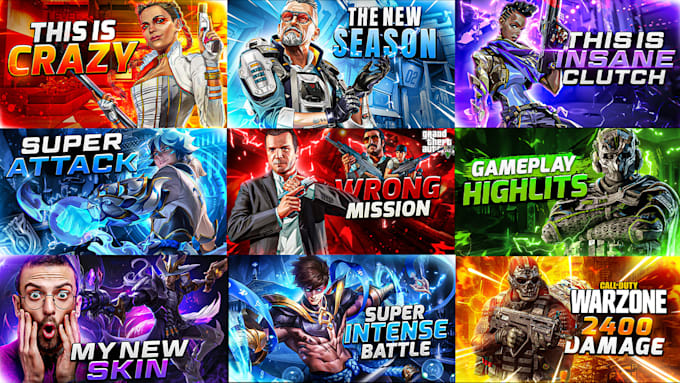 Design eye catching gaming youtube thumbnail by Salaheddine300 | Fiverr