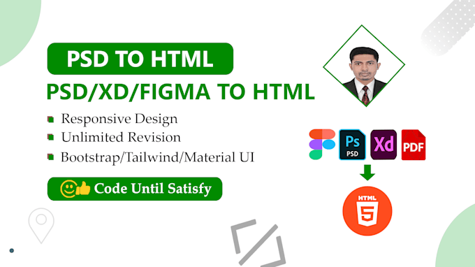 Convert psd to html, figma to html for responsive landing page website ...