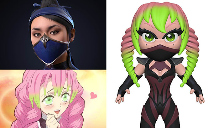 3d printing mascot girl cute cosplay manga anime chibi toys action ...