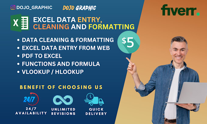 Clean, organize, merge and format excel and csv data by Digitalsoluton | Fiverr