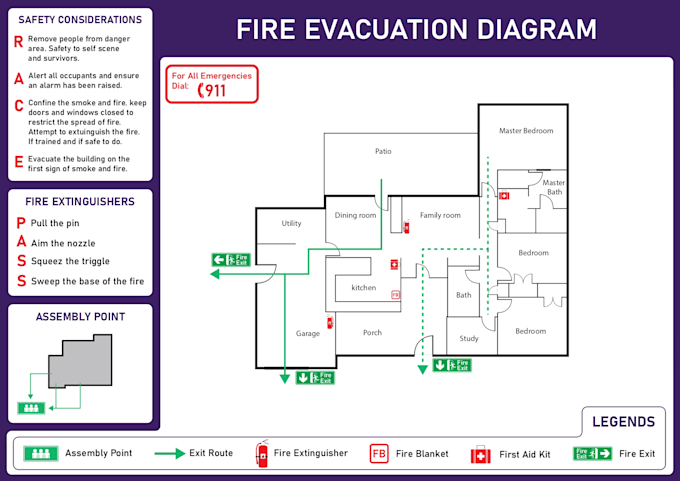 Design fire emergency evacuation map for your floor layout by ...