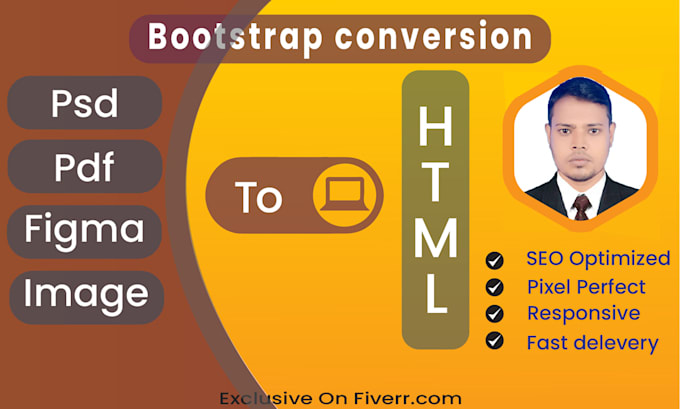Convert psd and figma to html using bootstrap for a responsive website by Siraj_expertweb | Fiverr