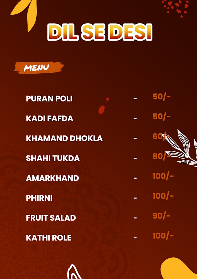 Design static tv screen menu or digital menu for restaurant by Sandeep ...