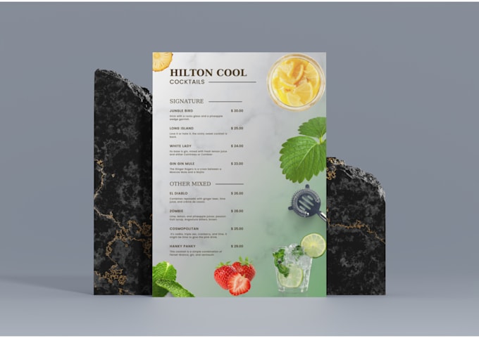 Design creative modern food bevaradge and liqueur menu by Vicky768 | Fiverr