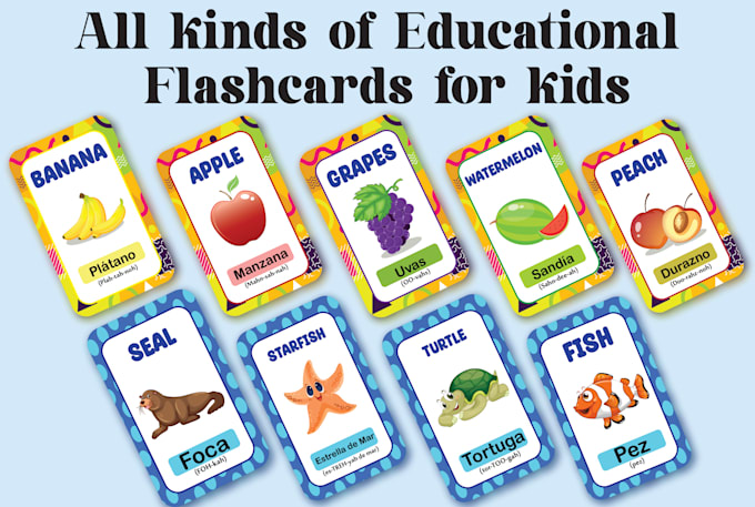 Design printable kindergarten educational flashcards for kids by Ahsan ...