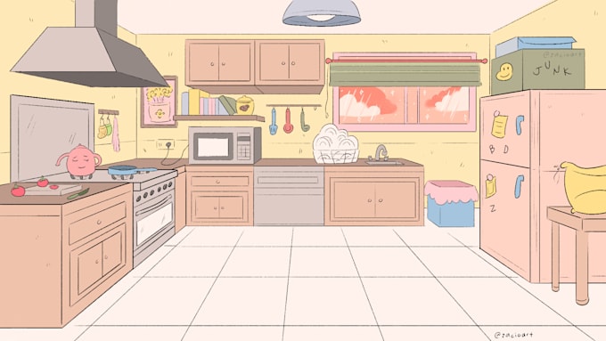 Illustrate cartoon backgrounds in perspective by Zacioart | Fiverr