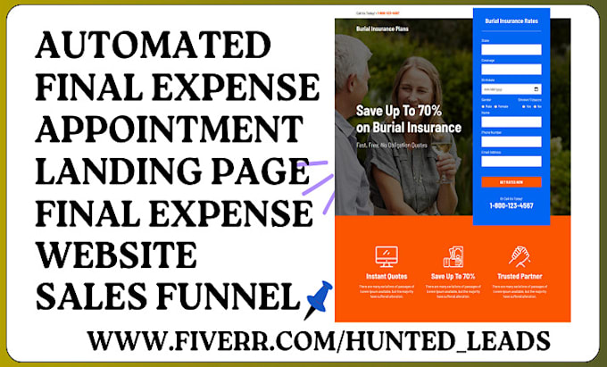 Design final expense, burial insurance landing page funnel plan website ...