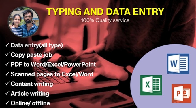 Do data entry, typing work job, copy past and presentation making by ...