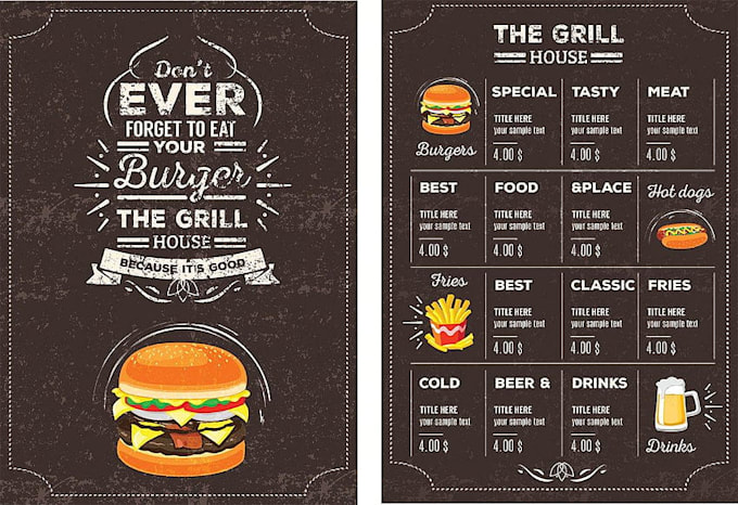 Design professional food menu cards, restaurant menu cards, or price ...