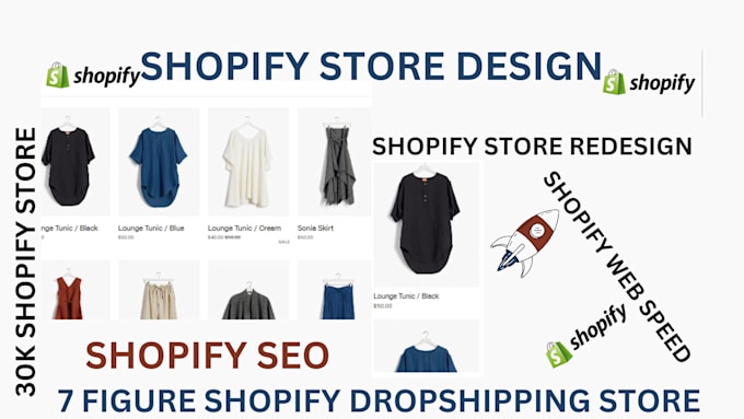Design, redesign 30k per month or 7 figure shopify clothing store ...