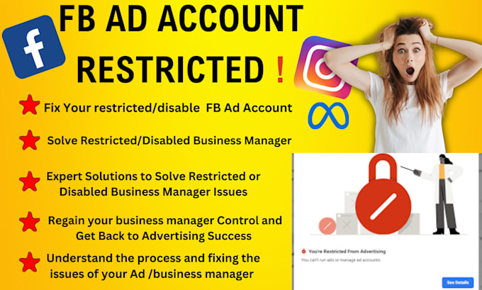 Resolve your fb ad restriction and your disable business manager by Nilima284 | Fiverr
