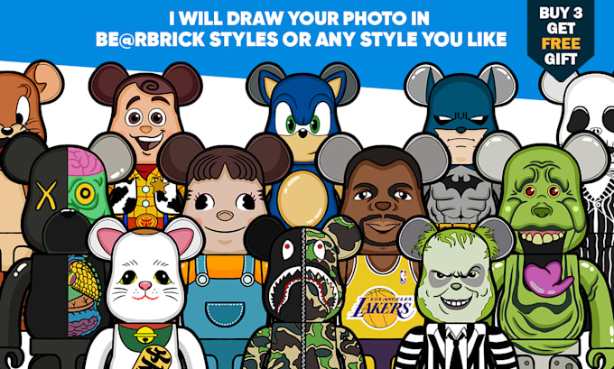 Draw your photo in bearbrick style by Raydogloverss | Fiverr