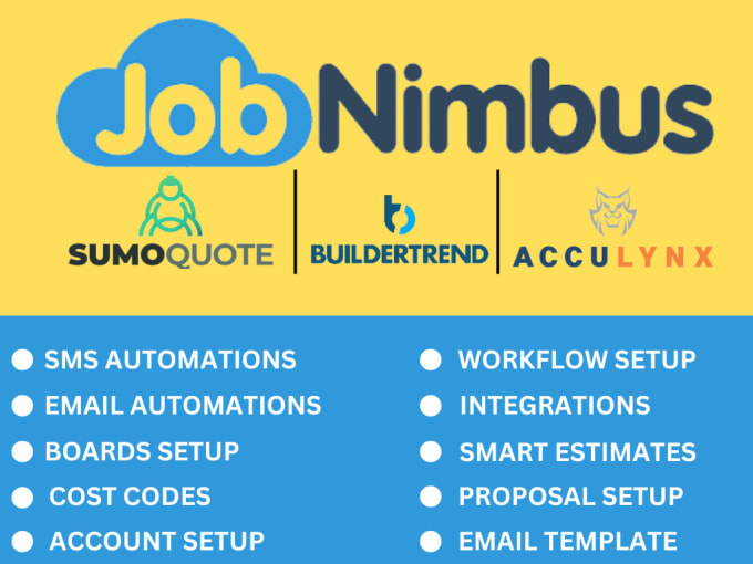 Setup procore, jobnimbus, sumoquote, buildertrend crm, acculynx crm ... Setup procore, jobnimbus, sumoquote, buildertrend crm, acculynx crm ...