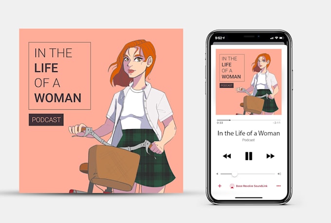 Draw a podcast cover artwork in my cartoon style by Alissbell | Fiverr