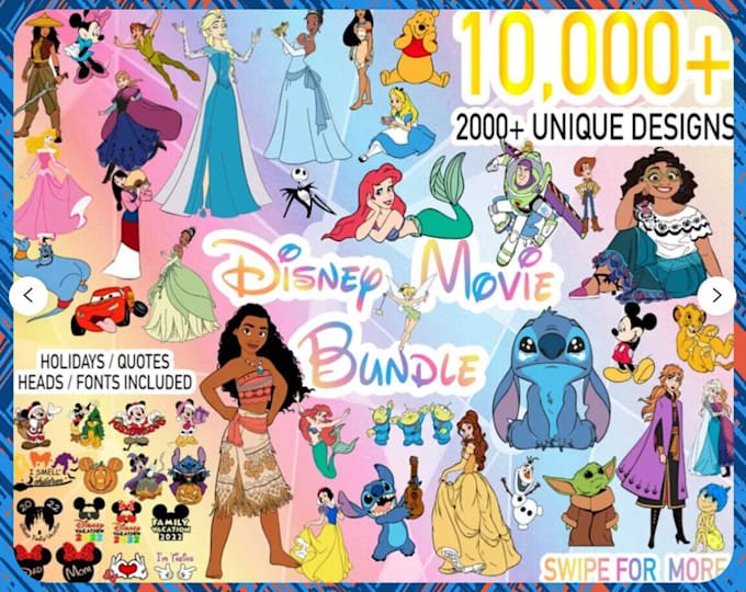 Create 10k disney svg bundle, disney png designs by Kurisu3000 | Fiverr