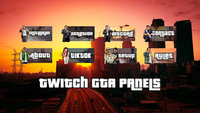 Twitch gta v design panels starter live stream pack by Piepro07 | Fiverr