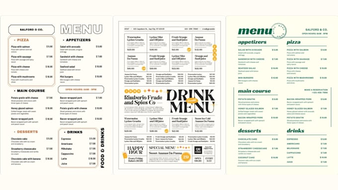 Design a multipage menu for you by Shreeyak | Fiverr