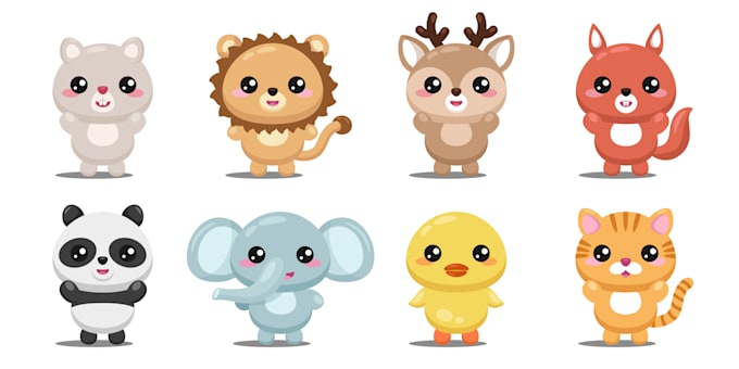 Animals cute character design funny vector isolated cartoon style by ...