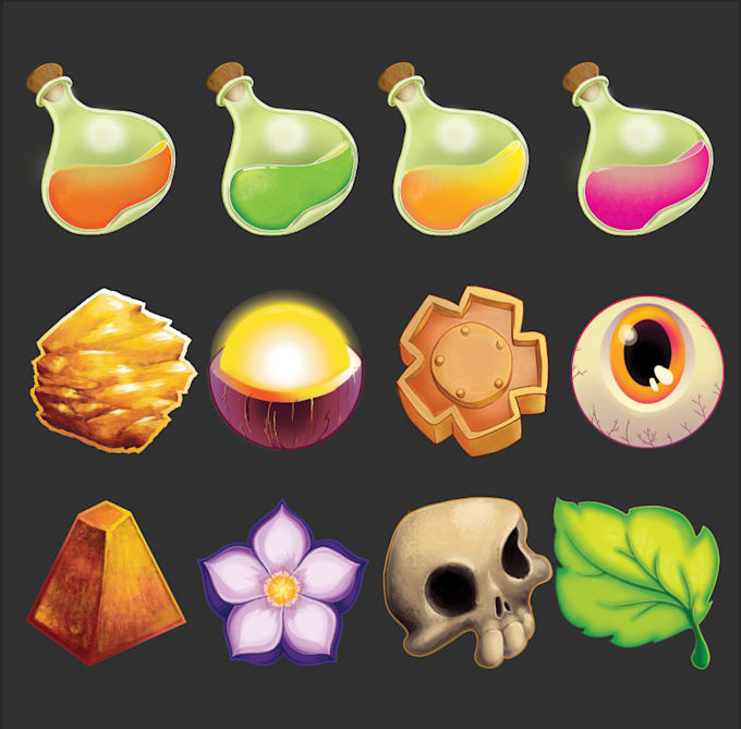 Draw 2d icon assets props for video games by Myrtillek | Fiverr