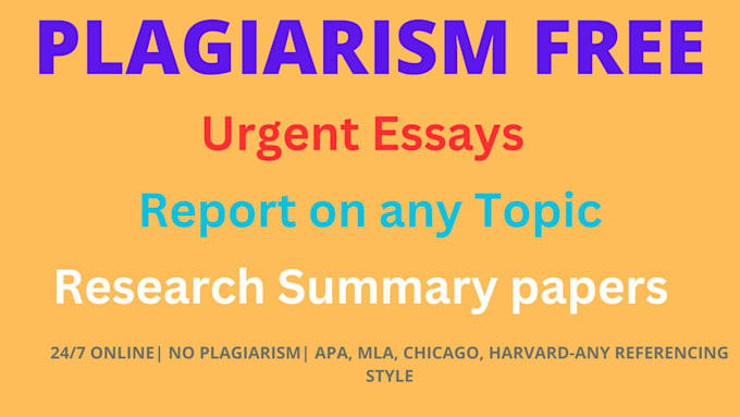 Do urgent essay writing, research summary papers, and reports on any ...