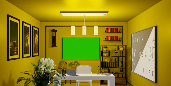 Make a 3d room stream background with green screen by Moko3d | Fiverr