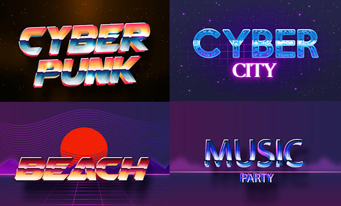 Design 80s retro vintage, synthwave , chrome 3d logo by Hthena | Fiverr
