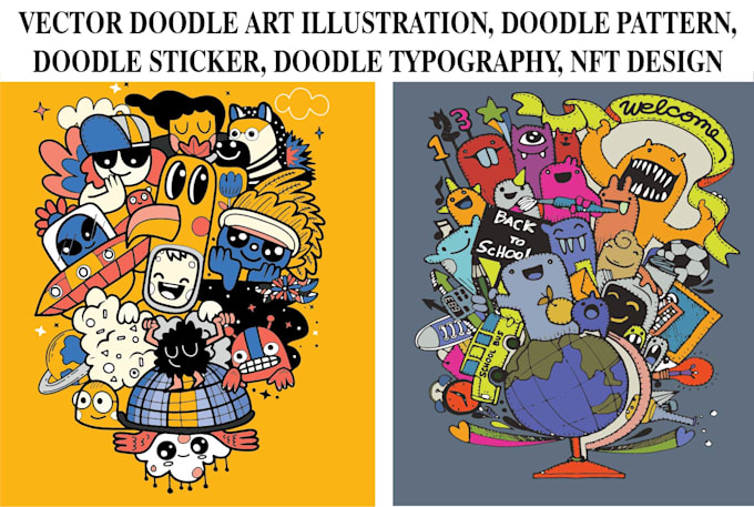 Create exclusive doodle art illustration, pattern, sticker and ...
