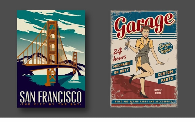 Design the best retro vintage posters and travel posters by Faiq90 | Fiverr