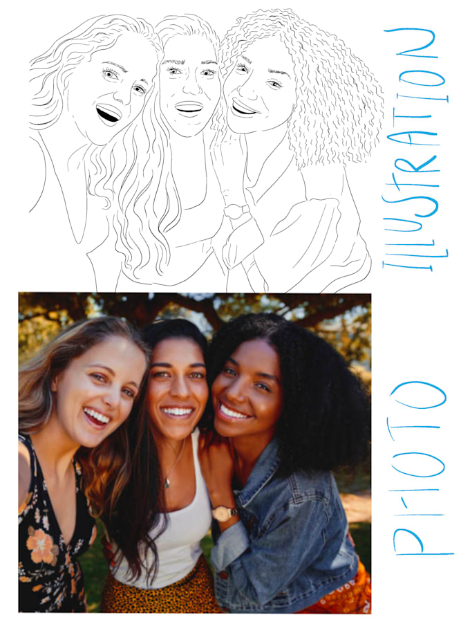 Draw a lineart illustration of your selfie photo by Solsmere | Fiverr