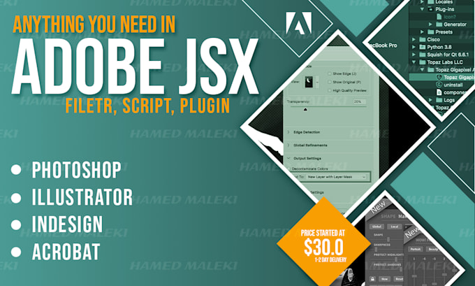 Write any script plugin in photoshop illustrator indesign acrobat by Hamedmaleki | Fiverr