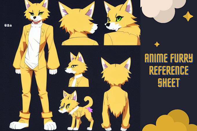 Draw a reference sheet for your furry, kobold, pony, fursona, anime ...