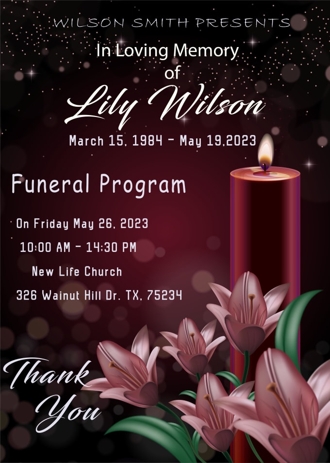 Design a funeral flyer in memory of your loved ones in 5 hours by ...