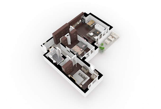 Convert 2d plan to 3d floor plan in 3ds max with vray within 24 hours ...
