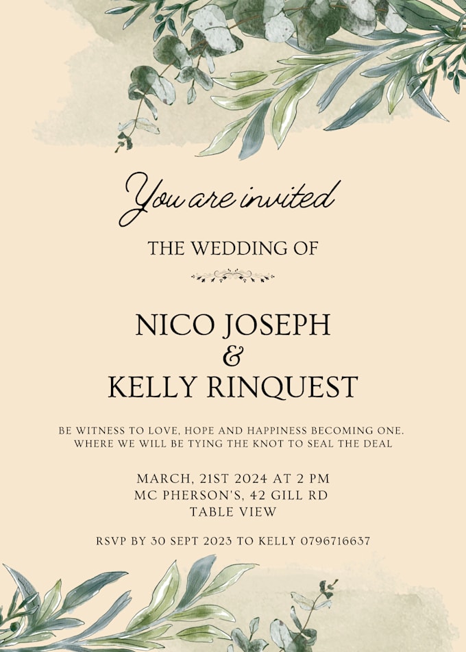 Design the most beautiful wedding invitation by Jadelevendal | Fiverr
