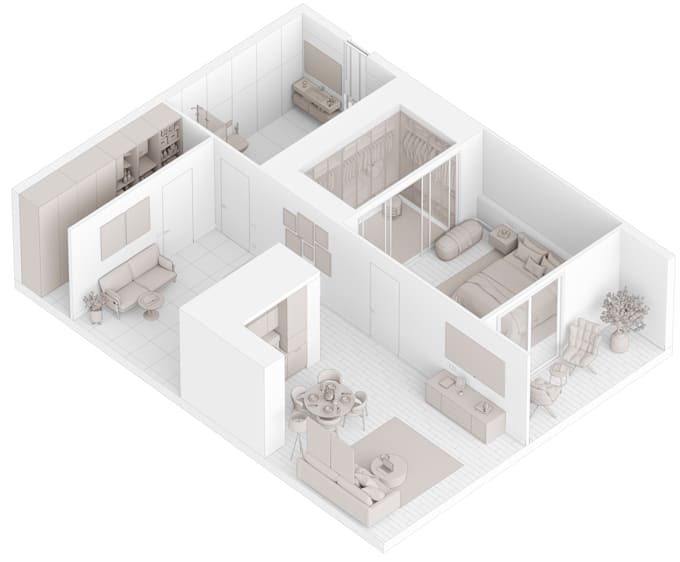 Do isometric 3d interior rendering by Atmahouse | Fiverr