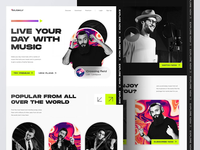 Design professional music, artist, dj, band, podcast website by Webdev ...