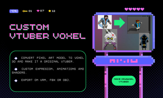 Convert your pixel art on voxel model 3d to vtuber, vrchat by ... Convert your pixel art on voxel model 3d to vtuber, vrchat by ...