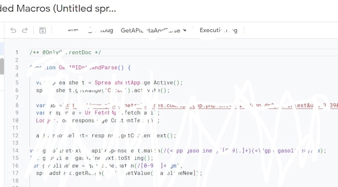 Create a google sheets script for parsing and updating data by ...