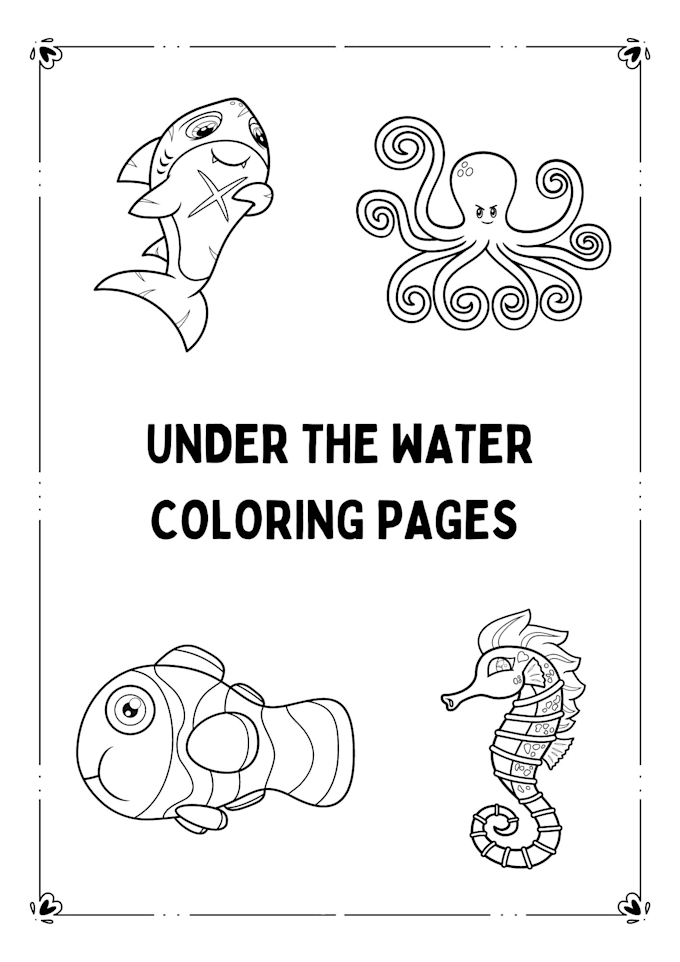 Send you under the water coloring pages by Mohssinekaddach | Fiverr