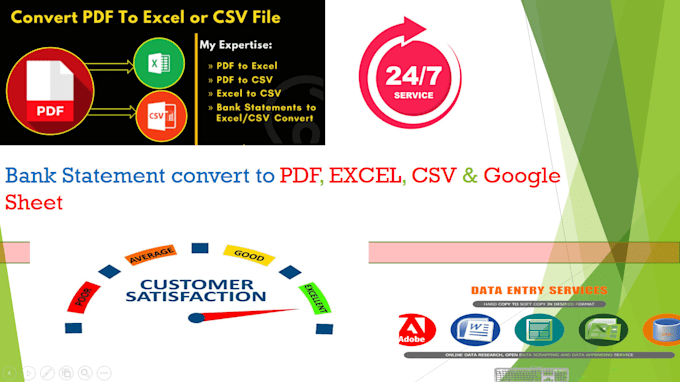 Convert bank statement pdf to excel, csv, google sheet by Naqash_services | Fiverr
