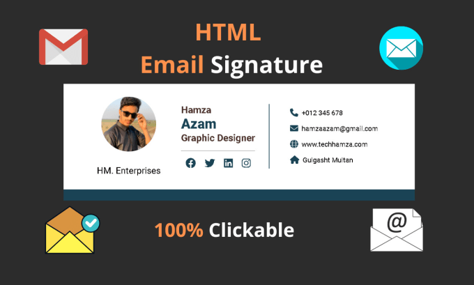Create an html email signature or clickable email signature by Hamza ...