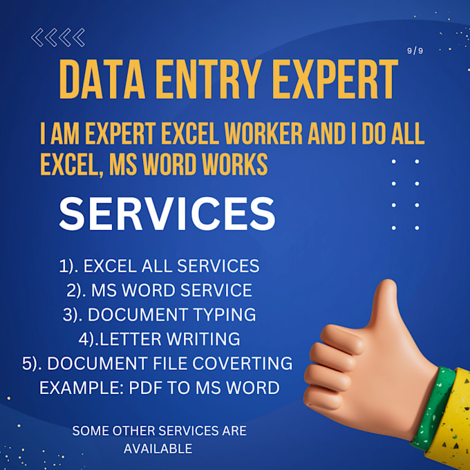 Provide all data entry services like excel, ms word, etc by Rahimmotani ...