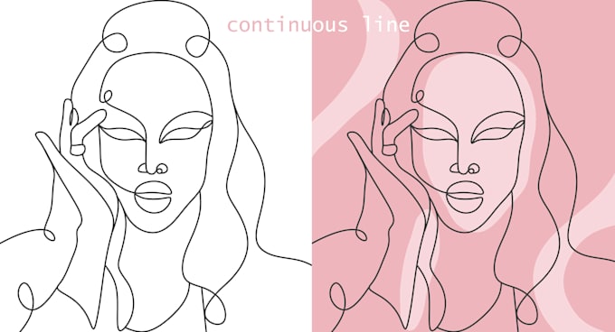 Draw the illustration with continuous line art and paint by Xinata | Fiverr