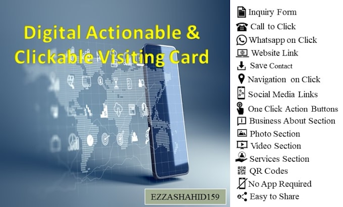 Create digital actionable and clickable visiting card by Ezzashahid159 | Fiverr