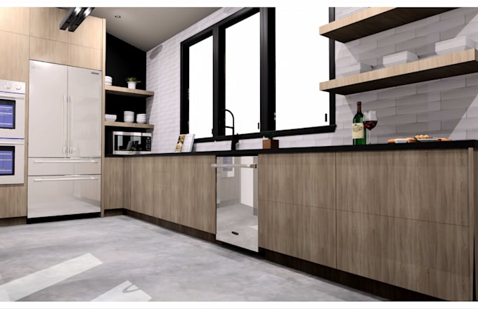 Design your kitchen 2d layout with 3d renderings in 24 hours by Angeljustdesign | Fiverr