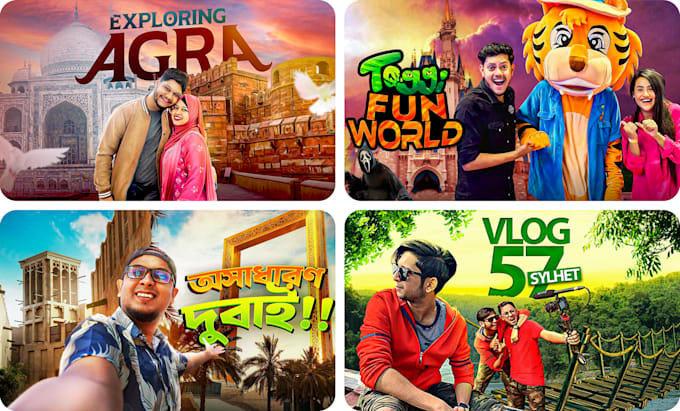 Make vlog, travel, food videos youtube thumbnails by Candyyofficial ...