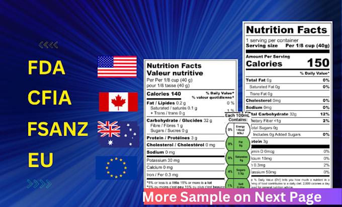 Provide fda nutrition fact label for your product by Samibatool736 | Fiverr