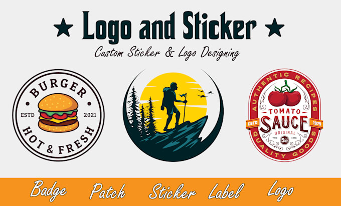 Design custom sticker, lable, patch, sticker, badge design, outdoor ...