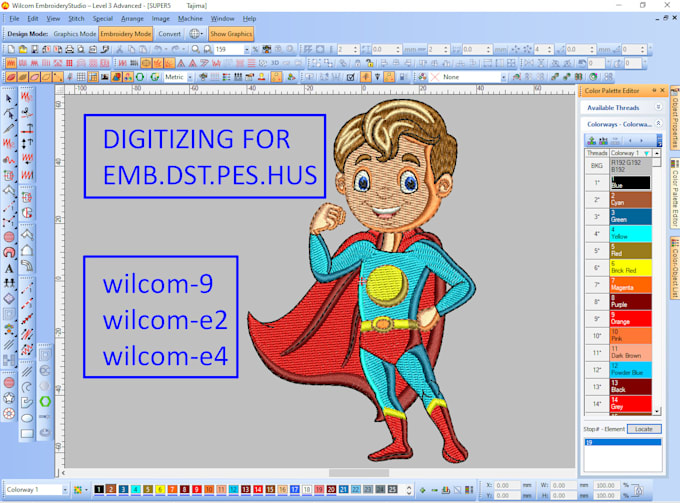 Wilcom studio e2 embroidery by Sharminakterakh | Fiverr